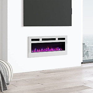 31.5" Electric Fireplace Recessed Wall Mounted Heater, 1500W/5100BTU (White)