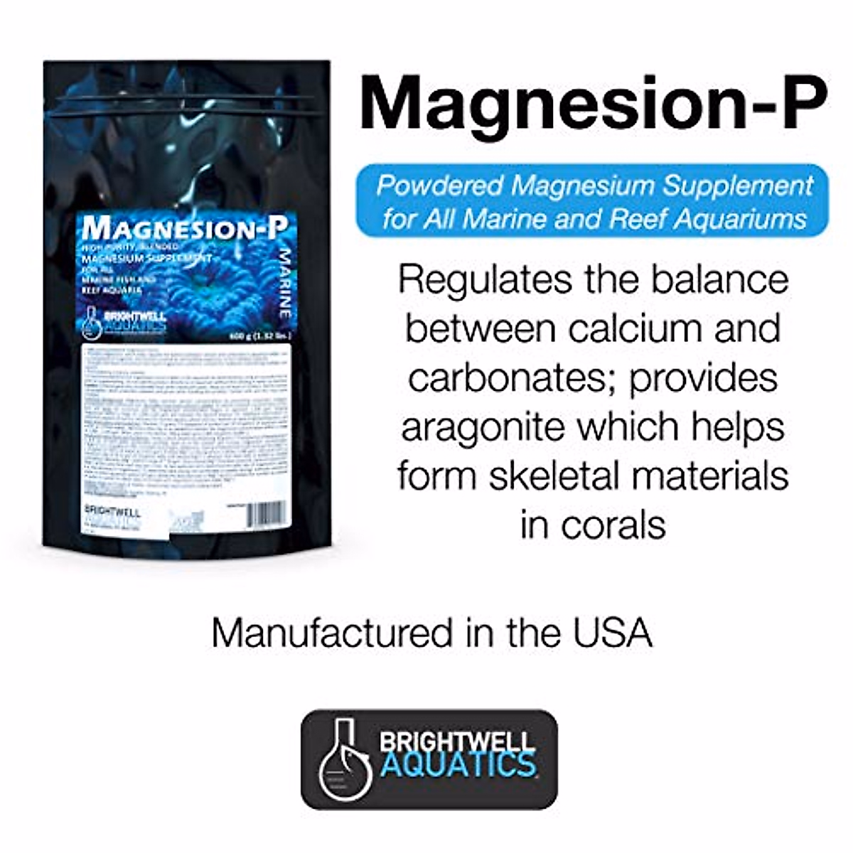 Brightwell Aquatics Magnesion-P - Magnesium Powder Supplement for Marine & Reef Aquariums, 400g (MAGP400)