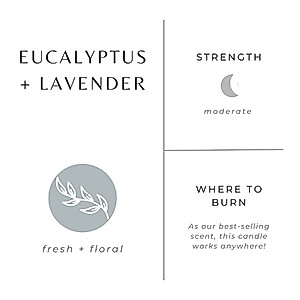 Eucalyptus + Lavender Candle - Essential Oils and 100% Pure Soy Wax Candle in a Reusable Frosted Glass Jar - A Unique and Mindful Scented Candle Hand-Poured in The USA (8 oz)