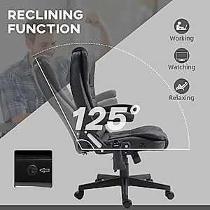 HOMCOM 6 Point Vibrating Massage Office Chair with Heat, Microfiber High Back Executive Office Chair with Reclining Backrest, Padded Armrests and Remote, Black