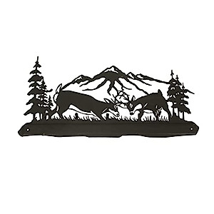 Things2Die4 Brown Laser Cut Metal Deer Hook Rack Decorative Wall Mounted Key and Coat Hanger