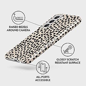 BURGA Phone Case Compatible with Samsung Galaxy S22 - Black Polks Dots Pattern Nude Almond Latte Fashion Cute for Girls Thin Design Durable Hard Shell Plastic Protective Case