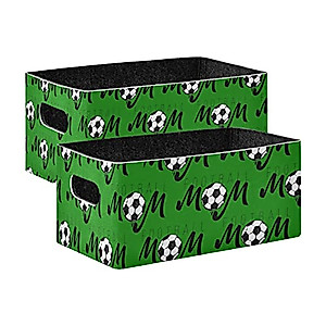 Football Mom Sign Storage Basket Felt Storage Bin Collapsible Felt Storage Cloth Baskets Containers Organizer for Kids Bedroom Magazine