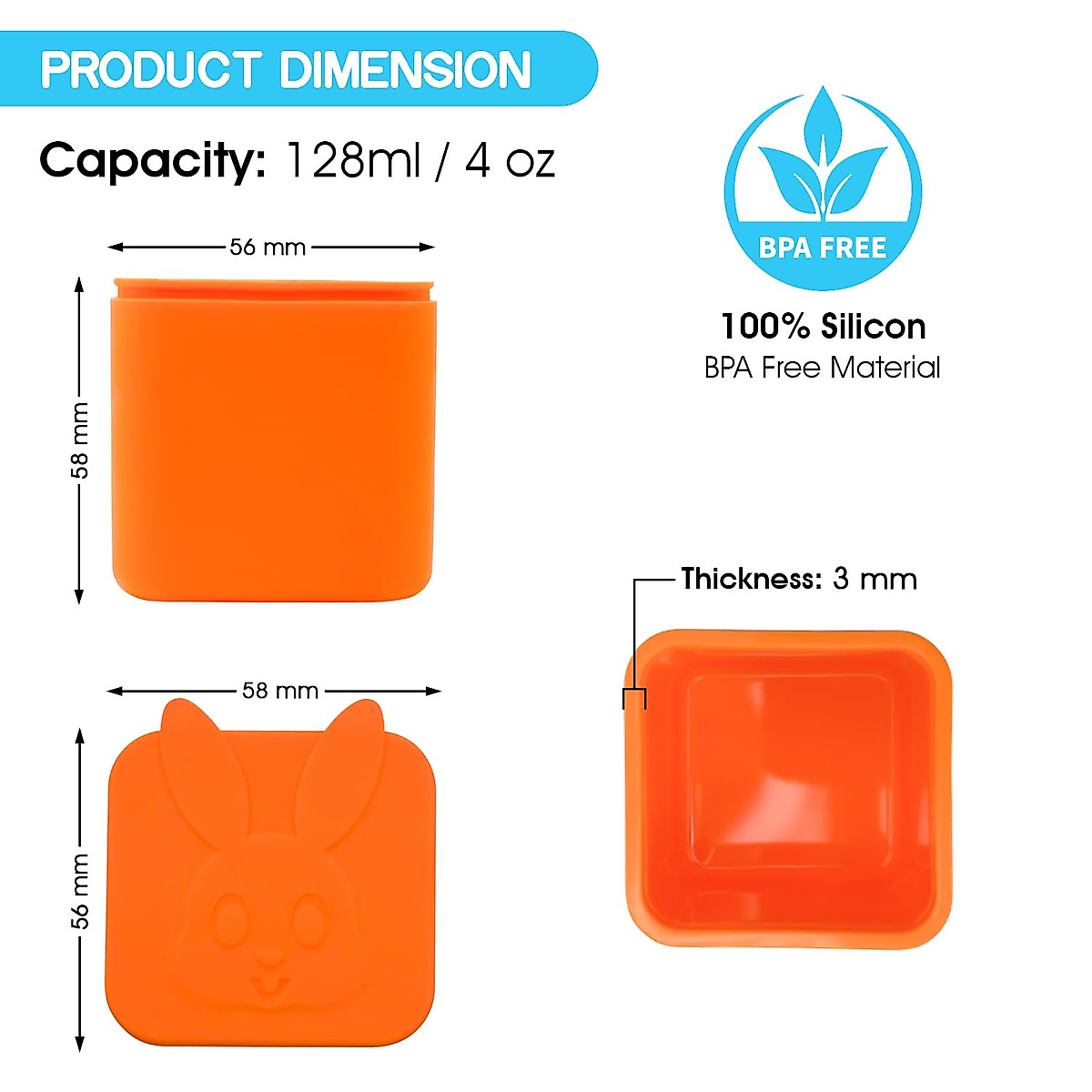 Dailyess 3 Pack Reusable Condiment Containers with Lids for Sauce Dressing (4oz), Small Condiment Cups for Snacks Salad Dressing Lunch Box, Dipping Sauce Cups, Mini Containers with Lids for Food