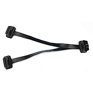 Low Profile OBD 2 Connector 26AWG Thick and Safe Male to Dual Female Flexible Splitter Y Cable 16pins 1ft/30cm for Code Reader & GPS & All OBDii Device