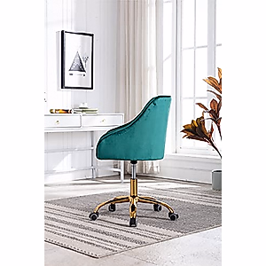 KUIKUI Velvet Desk Chair, Modern Office Chair, Wheels Swivel Height Adjustable Swivel Task Chair for Home Office,Green