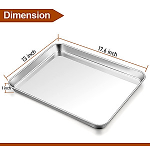 TeamFar Baking Sheet, 17.6’’ x 13’’ x 1’’ Stainless Steel Large Cookie Sheet Half Baking Pans, Non-toxic & Healthy, Easy Clean & Dishwasher Safe, Heavy Duty & Sturdy- Set of 2