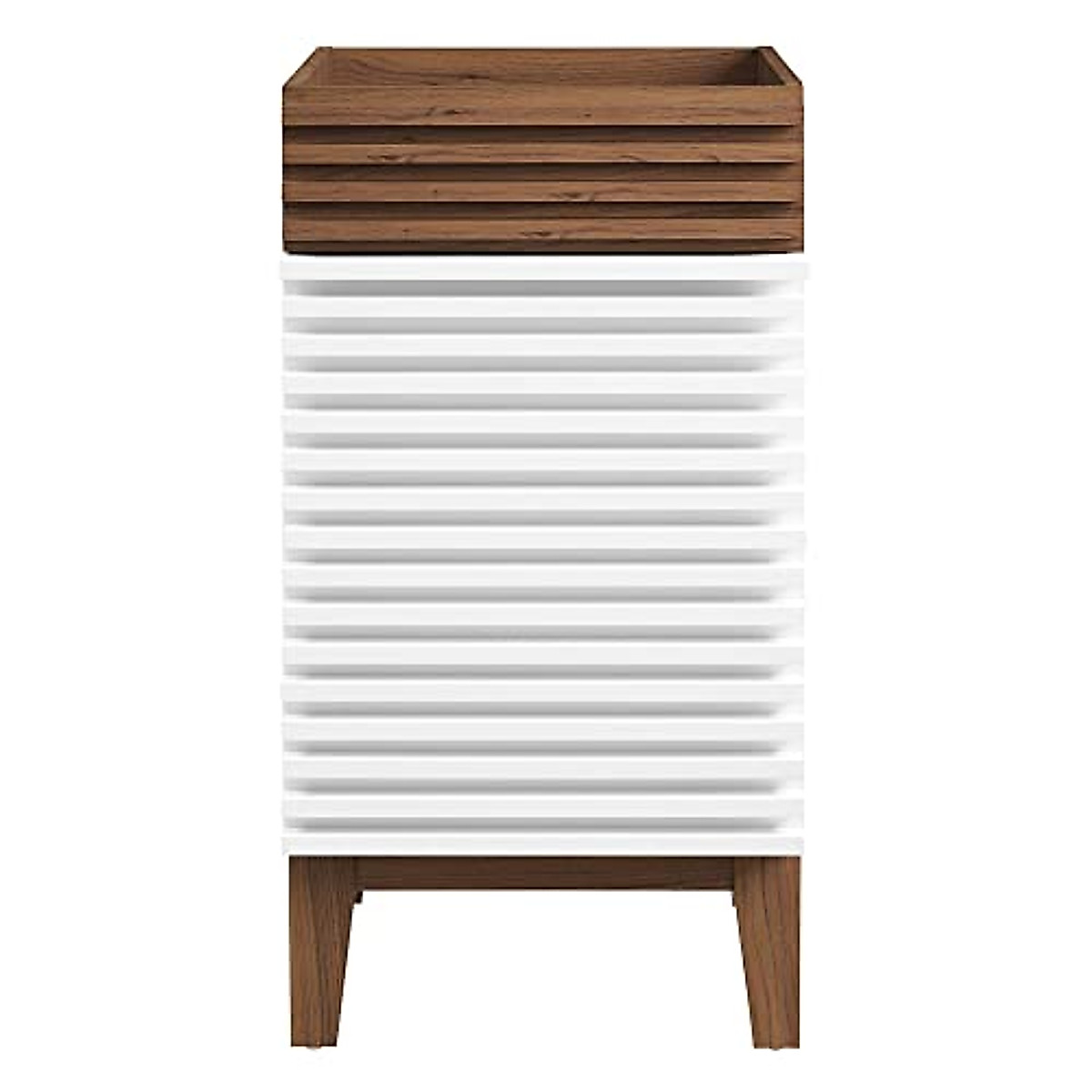 Modway Render 17" Particleboard Laminate Bathroom Vanity Cabinet in White/Walnut