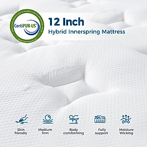 Eseren Twin Mattress, 12 inch Gel Memory Foam Hybrid Mattress, Individual Pocket Spring Twin Bed Mattress, Breathable - Medium Firm - Motion Isolation Twin Size Mattress, 75 x 39 x 12 Inch
