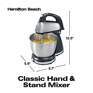 Hamilton Beach Classic Hand and Stand Mixer Discontinued, Black and Stainless
