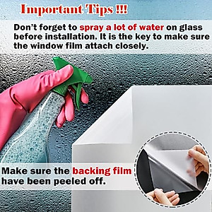 LONGYONG Window Privacy Film Frosted Glass Static Cling Window Film Non-Adhesive Frosted Window Film for Bathroom Home Office 23.6x118 Inches Pure