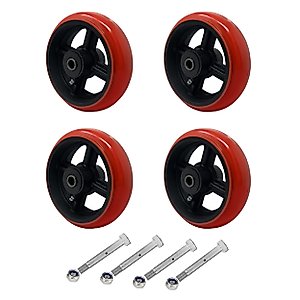 HANDSAMMU 6 inch Heavy Duty Caster Wheel-Industrial Caster Wheels, Polyurethane Tread Cast lron Wheels(Crown)- Set of 4 with up to 4800LB Capacity