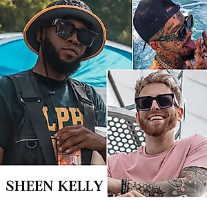 Retro Rectangular Sunglasses Men Women Square Thick Vintage Punk Rock Hip Hop Glasses