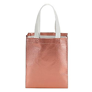 Tosnail 40 Pack 10 x 8 Inch Reusable Grocery Bags Shopping Tote Bag with Handle Present Bag Gift Bag for Weddings, Birthdays, Party, Event - Rose Gold