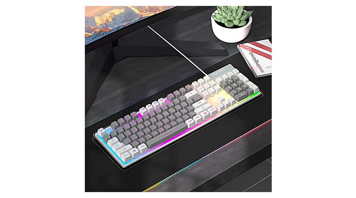 MageGee Rainbow Backlit Gaming Keyboard - Ergonomic Design
