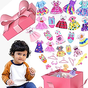 ZITA ELEMENT 16 Pcs 5.3 Inch - 6 Inch Girl Doll Clothes and Accessories - 3 Dresses, 3 Swimsuits, 2 Shoes, 5 Outfits Hangers, 1 Skateboard, 1 Glasses and 1 Toy Dog