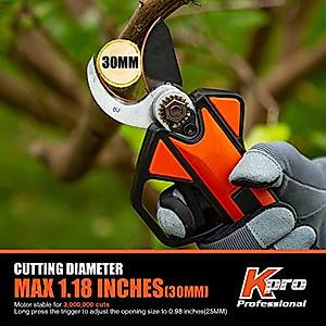 Kebtek Electric Pruning Shears Professional Cordless Pruning Shears for Gardening Battery Operated Pruning Shears with 2 PCS Rechargeable Battery 5000 Cut Single Charge 30mm (1.2") Cutting Diameter