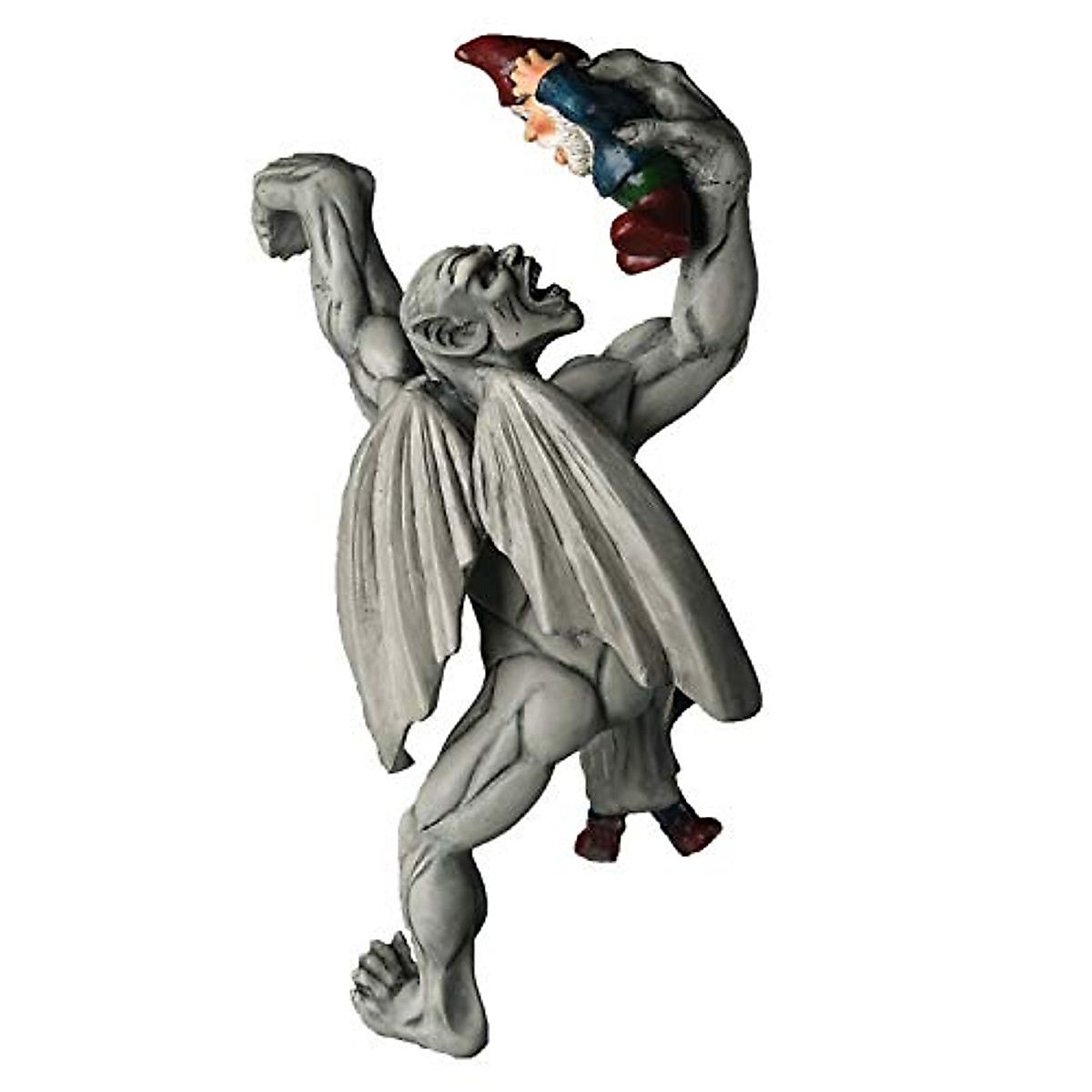 BELLA HAUS DESIGN Great Gargoyle Gnome Massacre Fence Hanger - Polyresin Outdoor Wall Décor - Detailed Hanging Statue – Gnome with Gothic Climbing Grotesque Gargoyle for Patio, Porch, Fence, Garden