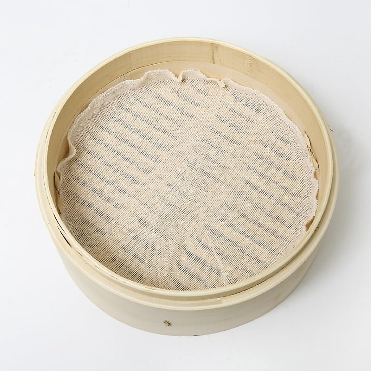 Florauspicious Bamboo Steamer Handmade Basket, Traditional 2-Tier Design - for Dumplings, Rice, Dim Sum, Vegetables, Fish and Meat - Incl. 2 Cotton Cloths (6-Inch)