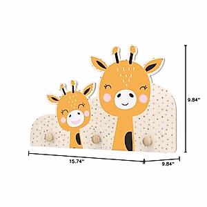 Bilderwelten Children's coat rack - Giraffe With Baby Giraffe, Dimension HxW: 9.84x15.74 in.