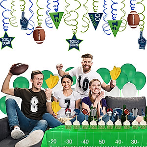 Football Party Decorations-include Tablecloths, Penalty Flag Paper Napkins, Banner, Hanging Swirls and Balloons for Super Bowl Party Supplies