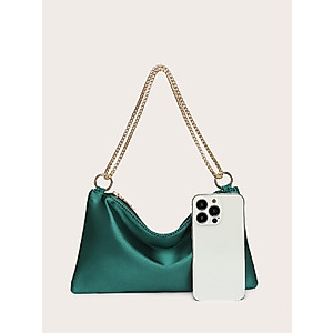 Verdusa Women's Satin Evening Handbag Shoulder Bag Purse Green one-size