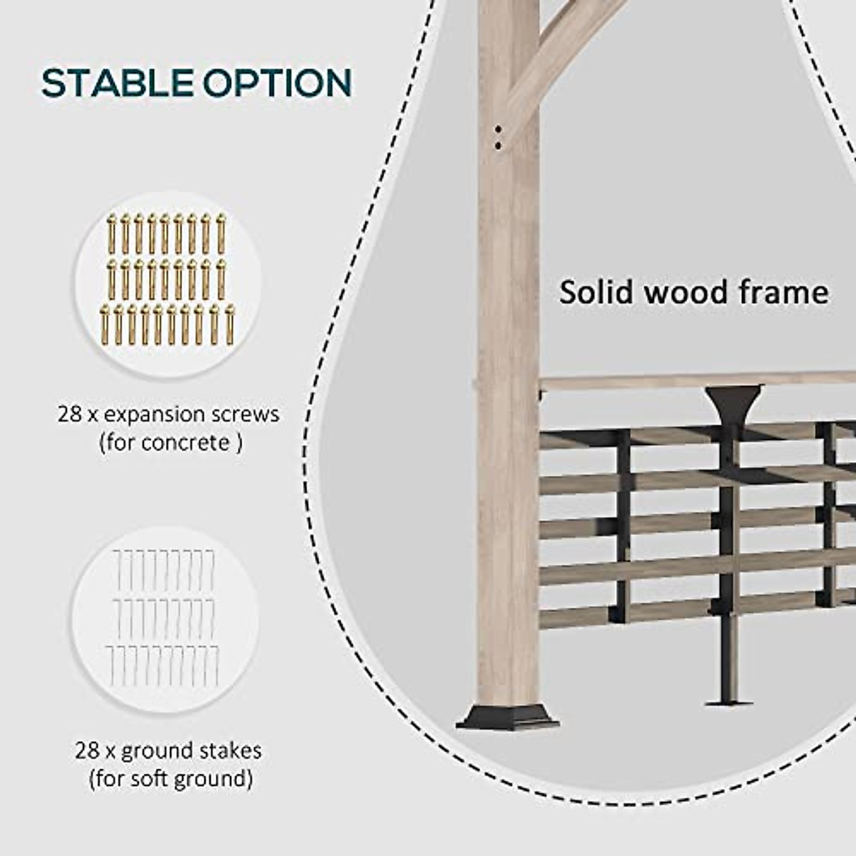 Outsunny 11' x 11' Hardtop Gazebo with Metal & Acrylic Combined Roof, Wood Frame, Permanent Pavilion Grill Gazebo with Bar Counters, Ceiling Hook, for Patio, Garden, Backyard, Deck, Lawn
