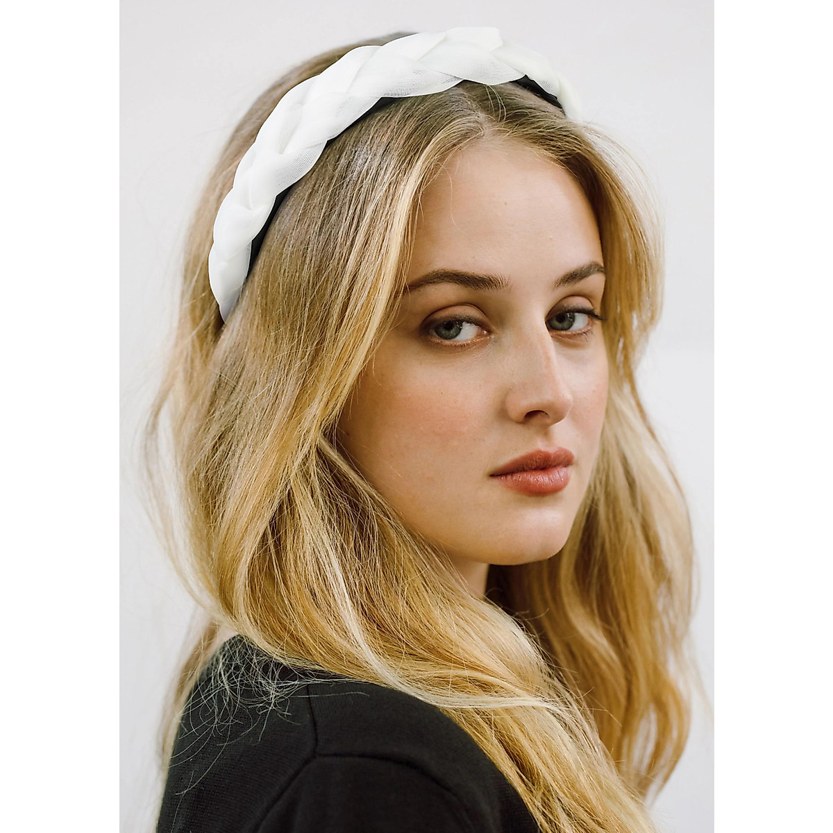 WOVOWOVO 4 Pieces Braided Headbands for Women Girls Wide Non Slip Hairbands for Women's Hair Fashion Head Band Solid Colors Chiffon Fabric Hair Accessories