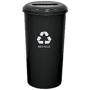 Witt Industries 10/1STBK Steel 20-Gallon Recycling Trash Can with Slotted Top, Legend "Paper Only, Recycle", Round, 30" Height, Black
