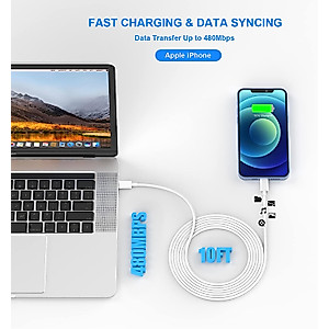 USB C Fast Charger,[MFi Certified] 2 Pack 40W Dual Port Charger Fast Charging with 10 FT Long Type C to Lightning Cable 20W PD Power Adapter for iPhone 14 13 12 11 Pro Xs Xr X 8 Block