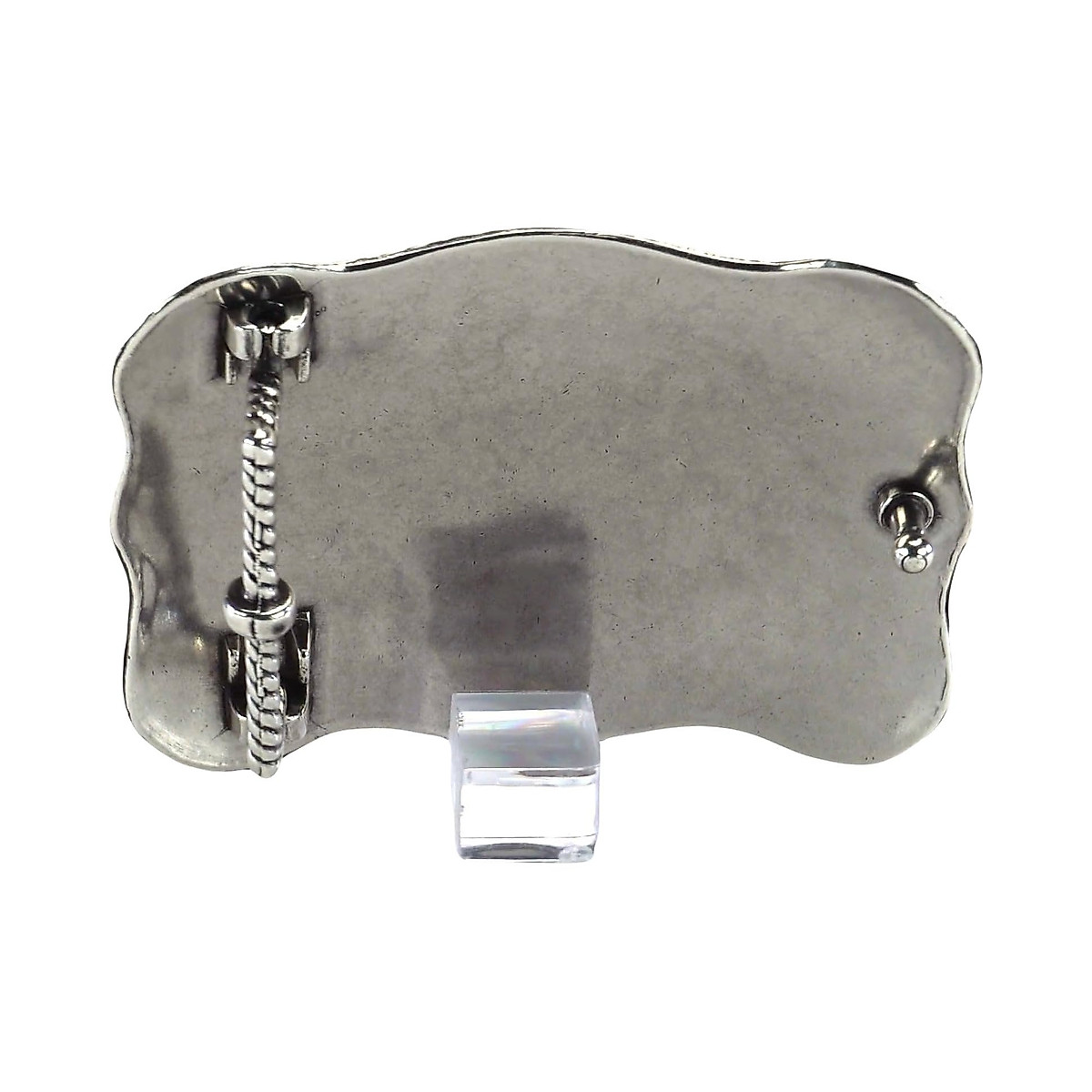 ARIAT Scalloped Logo Buckle with Twisted Rope Edge, Floral Scrolls, Filigree Detailing, 3 ¾" x 2 ¾"