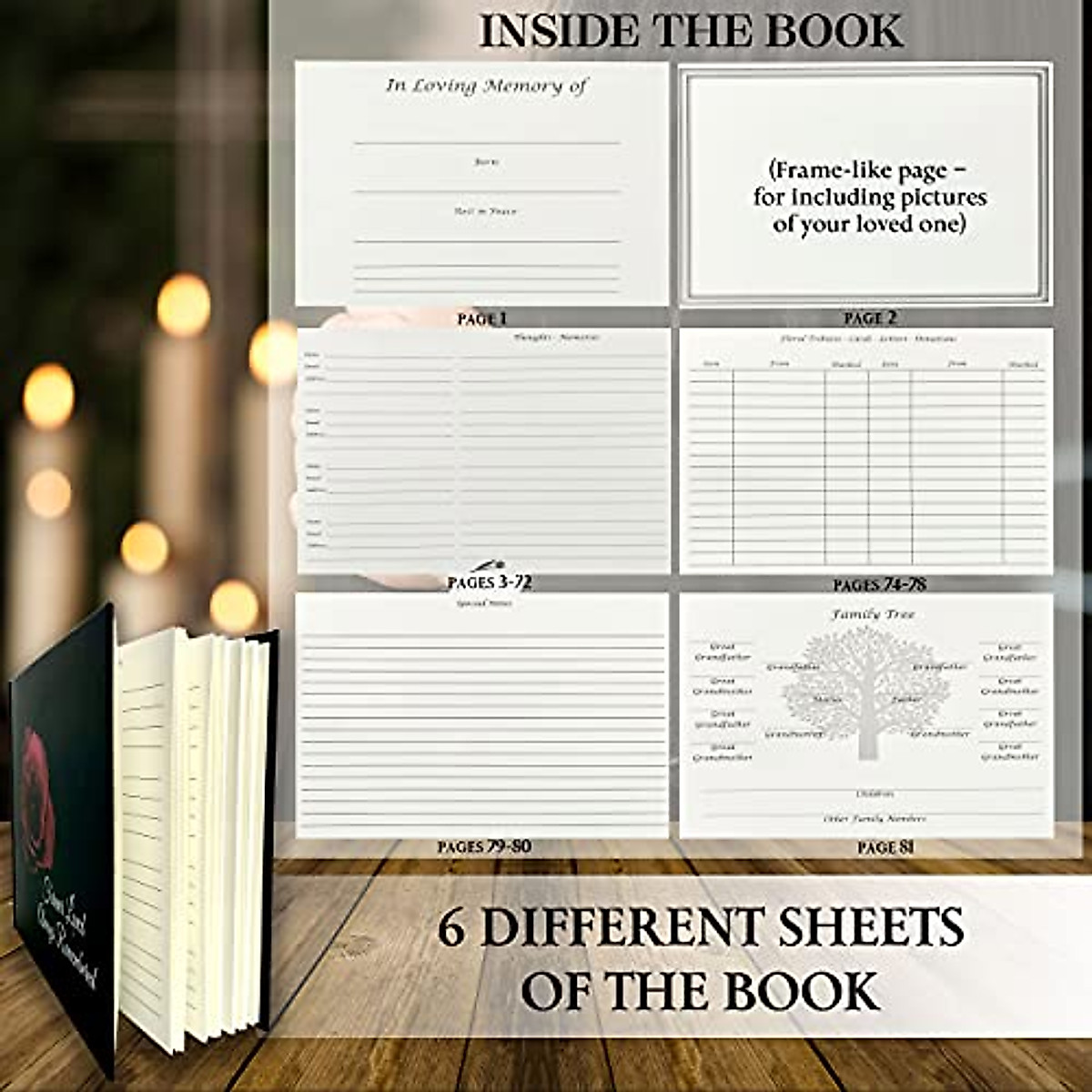 Funeral Guest Book | Memorial Guest Book | Guest Book for Funeral Hardcover | Guestbook for Sign in, Celebration of Life Memorial Service | Funeral Guest Sign Book with Memory Table Card Sign Included