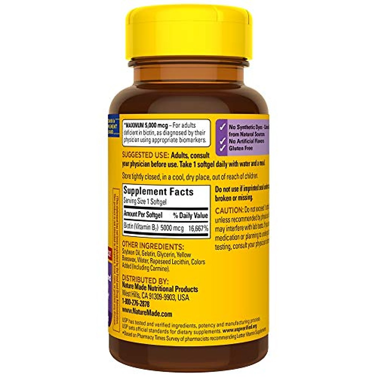 Maximum Strength Biotin 5000 mcg Softgels, 120 Count Value Size