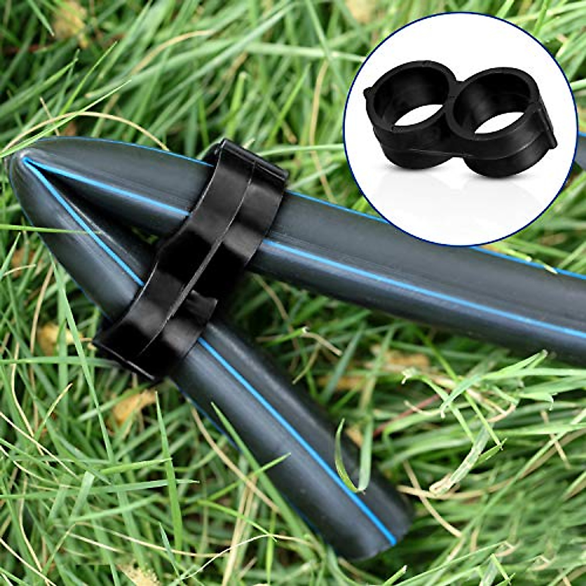 Maitys Irrigation Fittings Kit for Tubing 32 Piece Set, 8 Tees, 8 Couplings, 8 Elbows and 8 End Cap Plugs Barbed Connectors for Drip Sprinkler Systems, Garden, Patio, Lawn or Flower Bed (3/4 Inch)