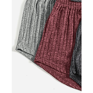 SOLY HUX Womens Pajama Sets Lounge Sets Ribbed Knit Cami Crop Top and Shorts Sleepwear PJ 3 Sets Multicoloured 3 Pack XL