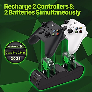 Fosmon Quad Pro 2 Max Controller Charging Station with 4X 5280mWh Rechargeable Battery Pack Compatible with Xbox Series X/S, Xbox One Controllers