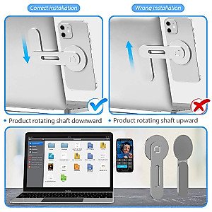 CloudValley Magnetic Phone Holder for Laptop Designed for iPhone 15/14/ 13/12 MagSafe, Adjustable Phone Monitor Side Mount, Slim Portable Foldable Computer Expansion Bracket, Silver
