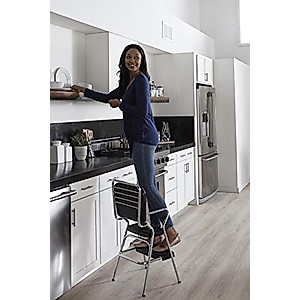 COSCO 11140CBB1E Stylaire Chair and Step Stool, Black