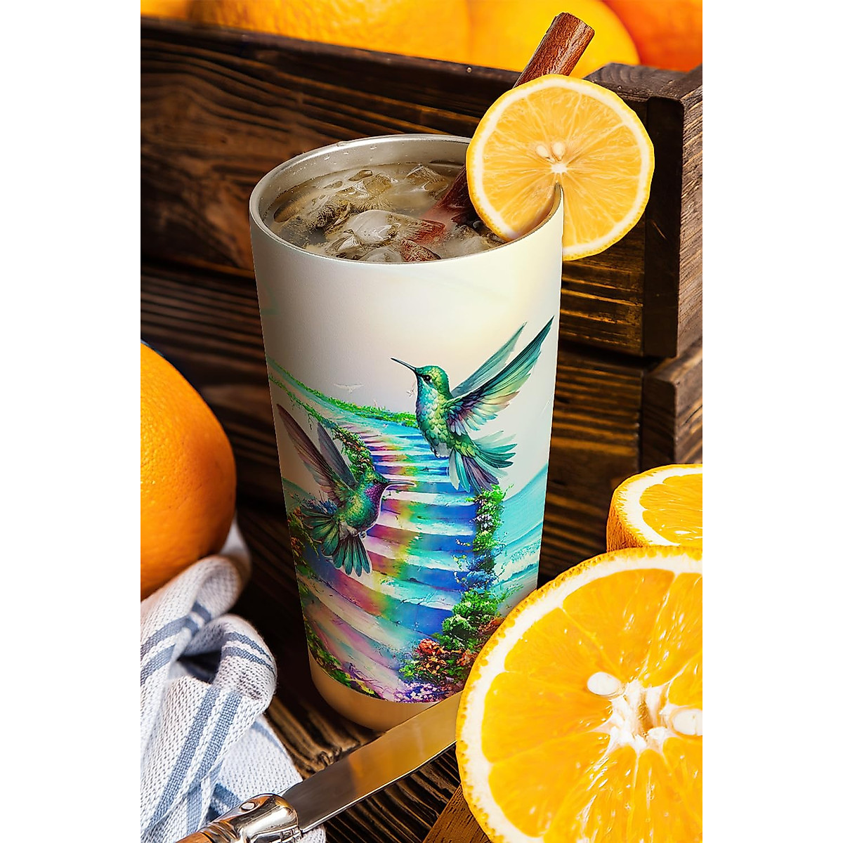 20oz Faith Hummingbird Tumbler, Memorial Heaven Stairway Hold You in my Heart, Coffee Thermos for Women, Stainless Steel Double Wall Vacuum Insulated Coffee Mug, Travel Cup with Lid