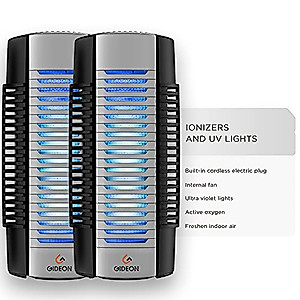 Gideon UV Air Purifier & Ion with Fan 2pack | 3-in-1 Wall Mounted UV Ionizer | Cleans, Freshens & Circulates Indoor Air Via Active Oxygen | For Home & Office