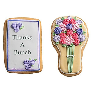 Gourmet Floral Thank you Cookie Gift Basket | 2 Large 2.5 x 4.5 in Vanilla Sugar Cookies Hand-Decorated Snack Variety Pack | Kosher Bakery Care Package For Women, Men Boys & Girls | Prime Delivery