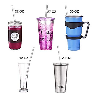 AIZIXIN Clear Reusable Hard Plastic Straws for Yeti/Rtic Tumblers, Tall Cups and Mason Jars, 9inch, Pack of 18,Unbreakable Drinking Straw with 2 Cleaning Brush