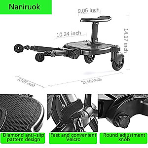 Naniruok Universal Stroller Board with Detachable Seat, 2-in-1 Buggy Board Suitable for Most Brands of Strollers, Holds Children Up to 55lbs