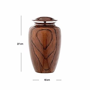 BOLD & DIVINE Cherry Wood Grain Finish Cremation Urn | Human Ashes Adult Memorial urn, Burial, Funeral Cremation Urns | 200 Cubic Inches Adult
