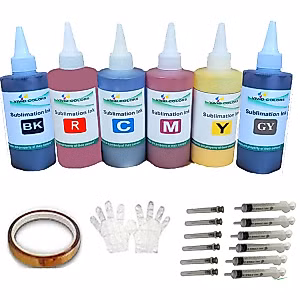 Vivid Colors 6x100ml Dye Sublimation Ink CISS Refillable Ink Refill Bottle for Expression XP-15000 Inkjet Printers Heat Press Transfer on DYI Mugs Plates T-Shirts