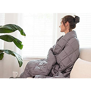 AckBrands 60" x 80" - 15 Lb Weighted Blanket - Slate Gray - Premium Cotton with Glass Beads - Double Stitched Edges - Veteran Owned