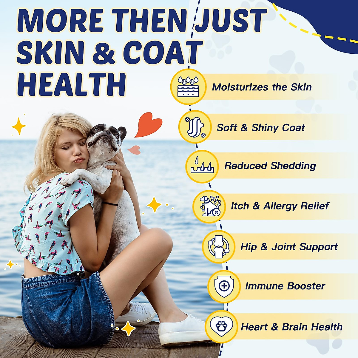 Omega 3 for Dogs with Salmon Oil, Fish Oil for Dogs Skin and Coat Supplement, Dog Allergy Relief, Hot Spot Treatment, Anti Shedding, Hip & Joint Support with EPA & DHA, Biotin, Vitamin E - 40 Servings