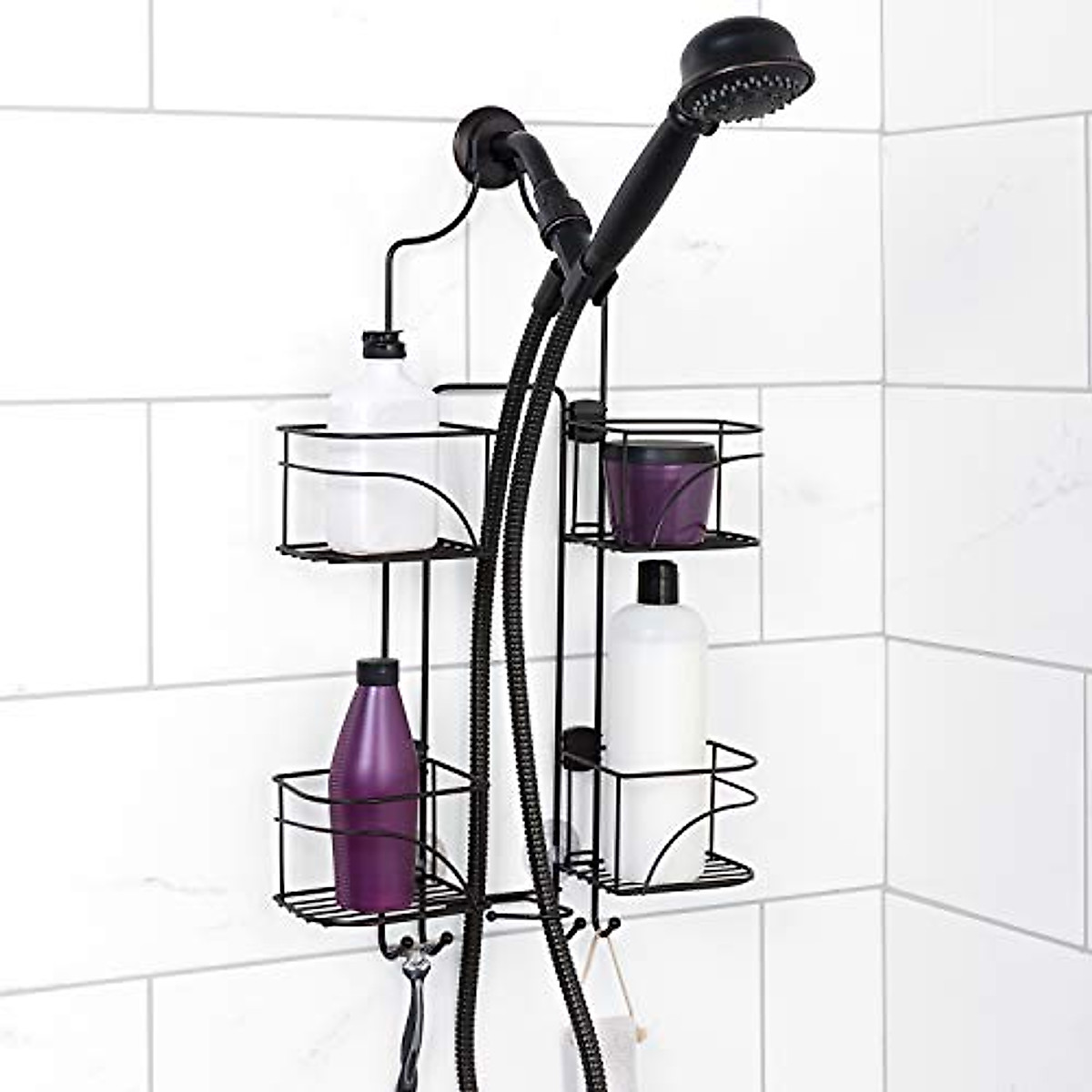 Zenna Home Expandable Over-The-Shower Caddy, Bronze & Expandable Over-The-Shower Caddy, Chrome