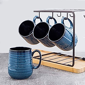 Hasense Ceramic Coffee Mug Set of 4,12oz Coffee Cups Ceramic, Blue Mugs with Large Handle for Coffee, Tea, Milk and Chocolate,Dishwasher & Microwave Safe