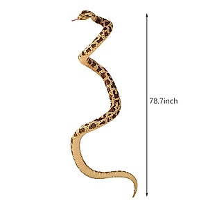 Realistic Animal Stuff Snake, 78 Inch Long Stuffed Animal Plush Snake, Lifelike Snake Stuffed Animals Plush Toy Stuffed Snake Animal Plush Toy Large Snake Plush Toy Gifts for Kids (Brown)